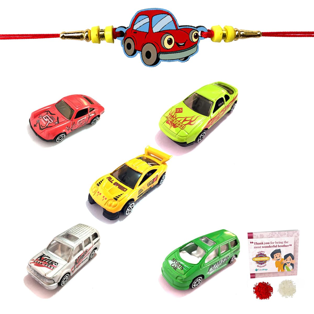 Buy Fabdrap - Cartoon Car Rakhi for Kids Brother/Sister - Thread Style ...