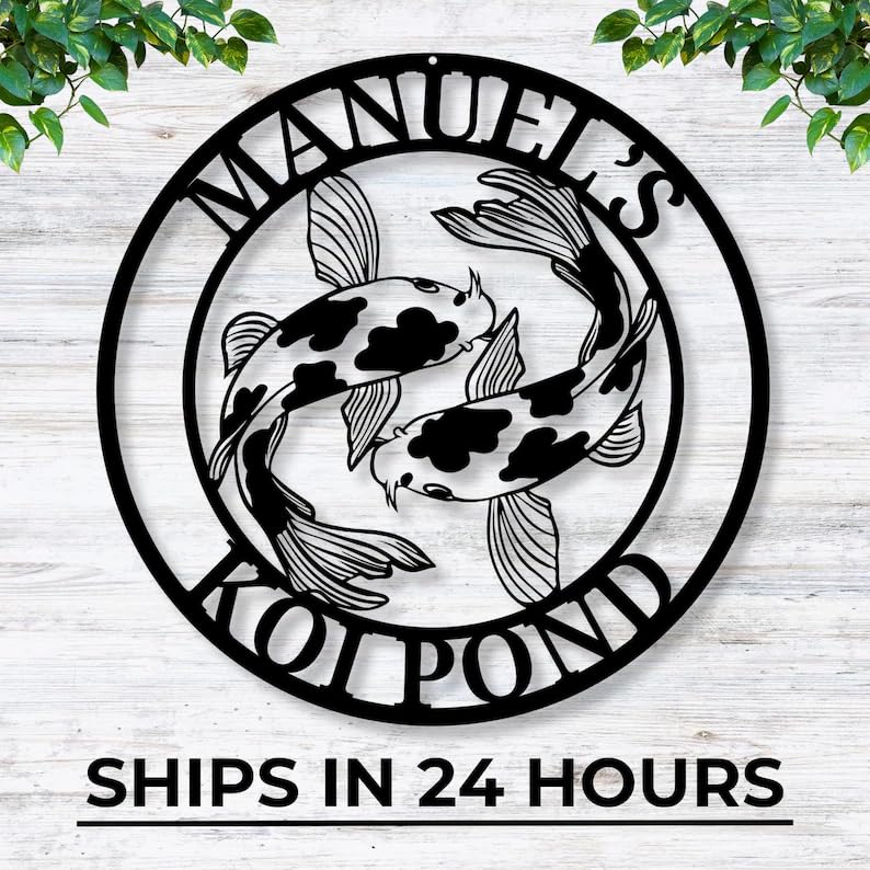 Amazon.com: Personalized Metal Koi Pond Sign, Custom Outdoor Pond Decor ...