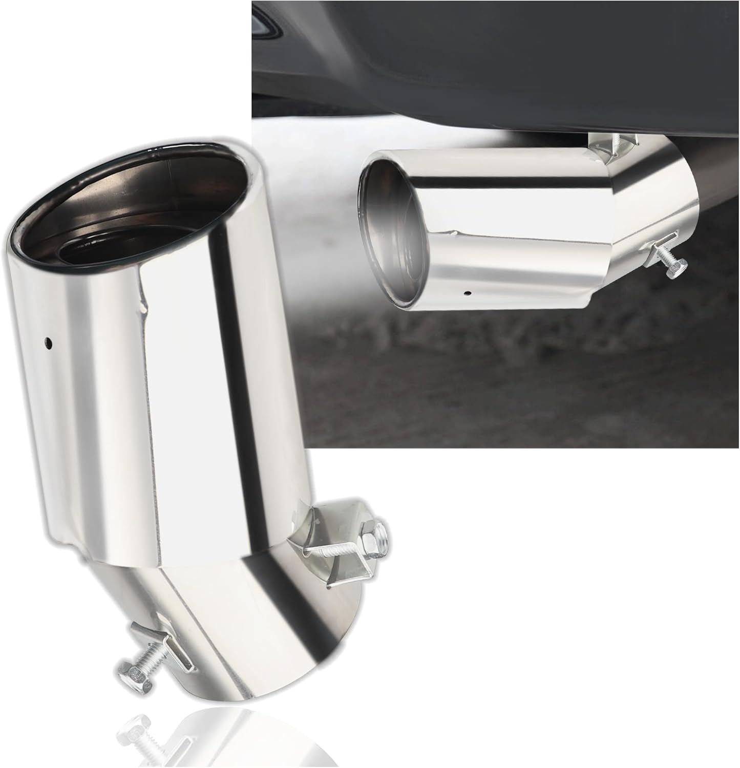 Amazon.com: IHOTDER 5.5'' Length Car Stainless Steel Exhaust Tips with ...