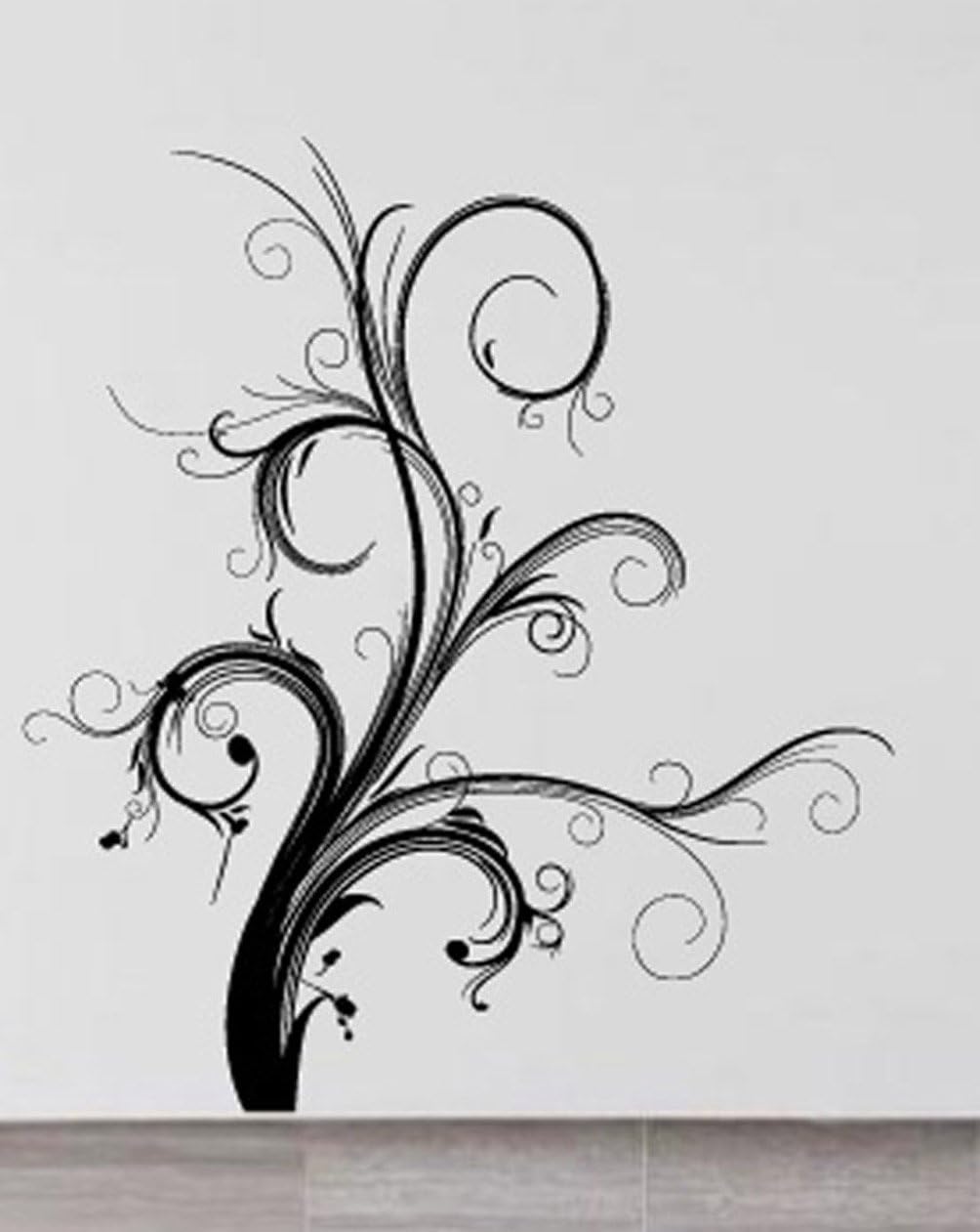 Amazon.com: Floral Swirl Wall Decals Stickers ID020, Black, 15 Inches ...