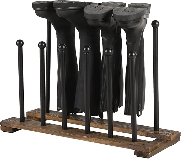 Amazon.com: MyGift Modern Entryway Black Metal Boots and Shoe Rack with ...