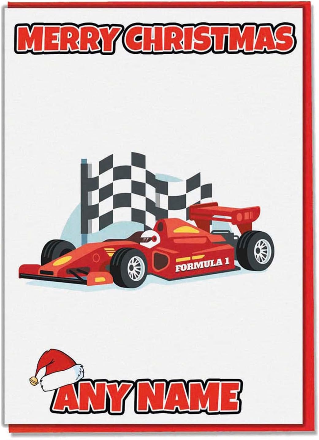 AK Giftshop Personalised Racing Car Christmas Card - CUSTOMED WITH ANY ...