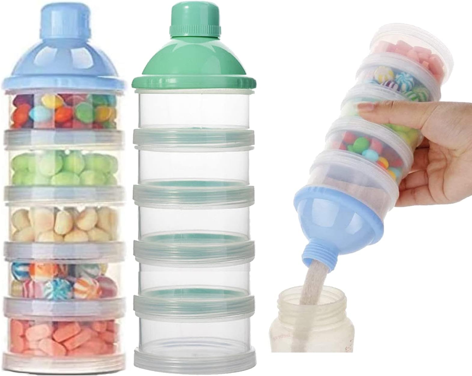 Amazon.com: 2 PCS 5 Layers Baby Milk Powder Dispenser, Portable Formula ...