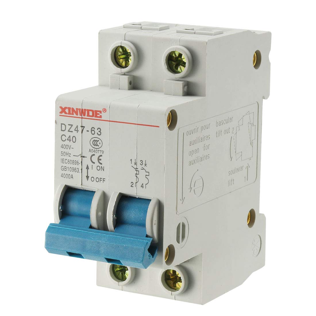 uxcell 2 Poles 40A 400V Low-Voltage Miniature Circuit Breaker Din Rail Mount DZ47-63 C40: Amazon ...