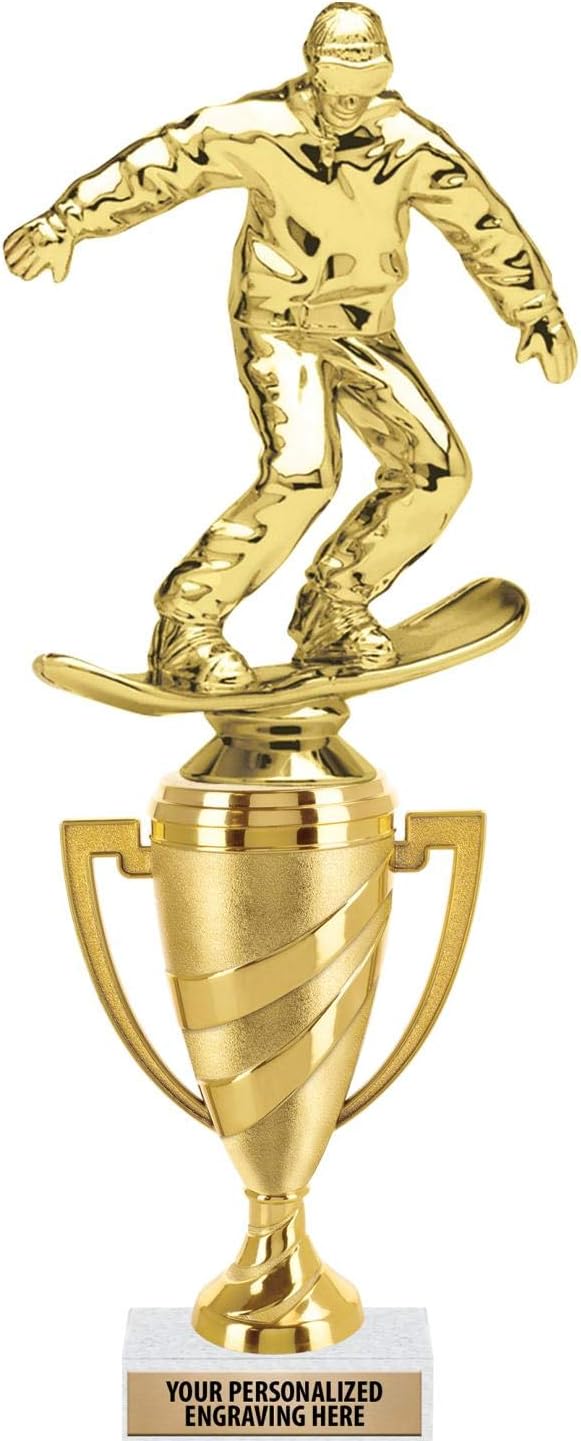 Amazon.com : Snowboarding Trophy, 11" Gold Cup Snowboarding Trophies ...