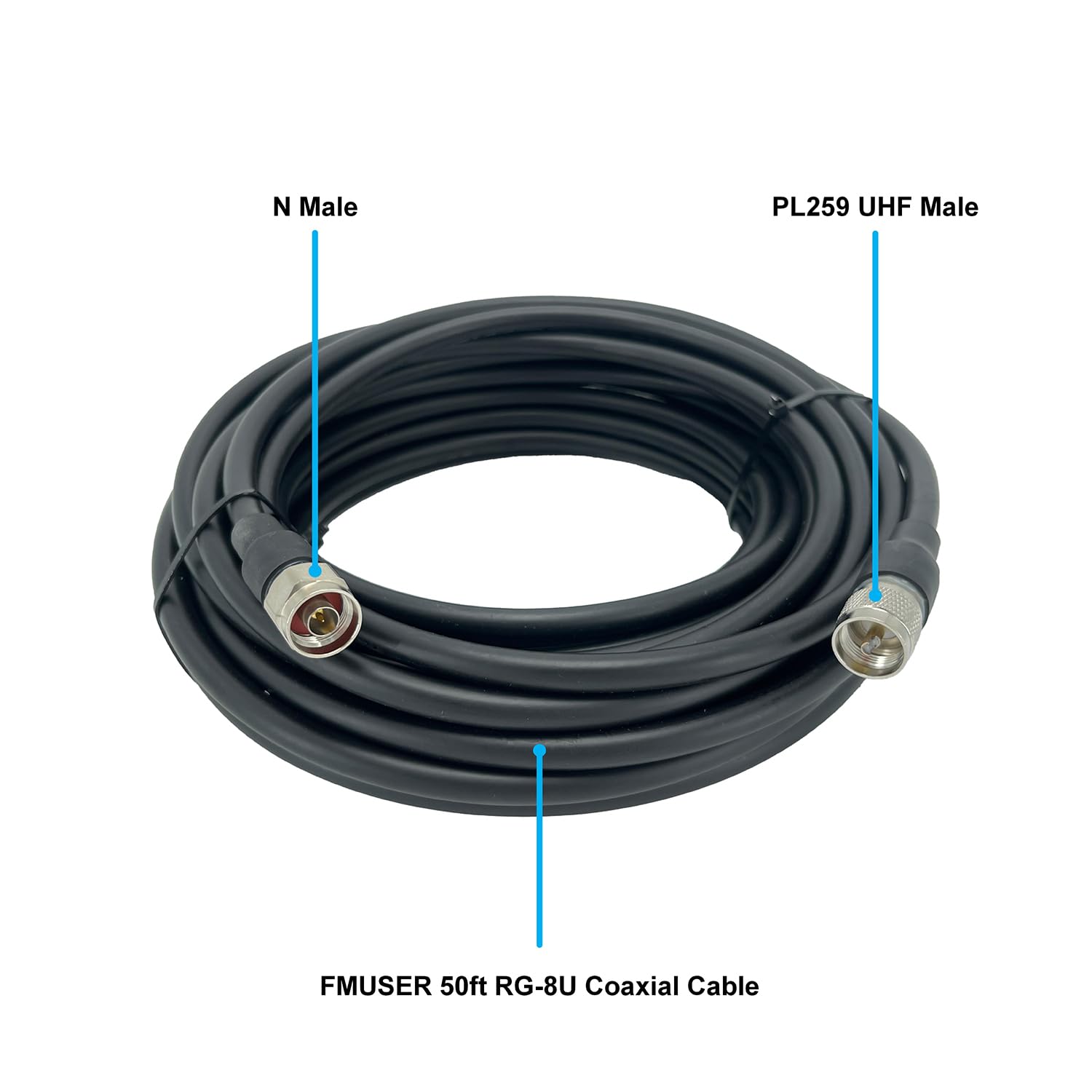 Snapklik.com : Fmuser 50ft RG-8U Low Loss Coaxial Cable