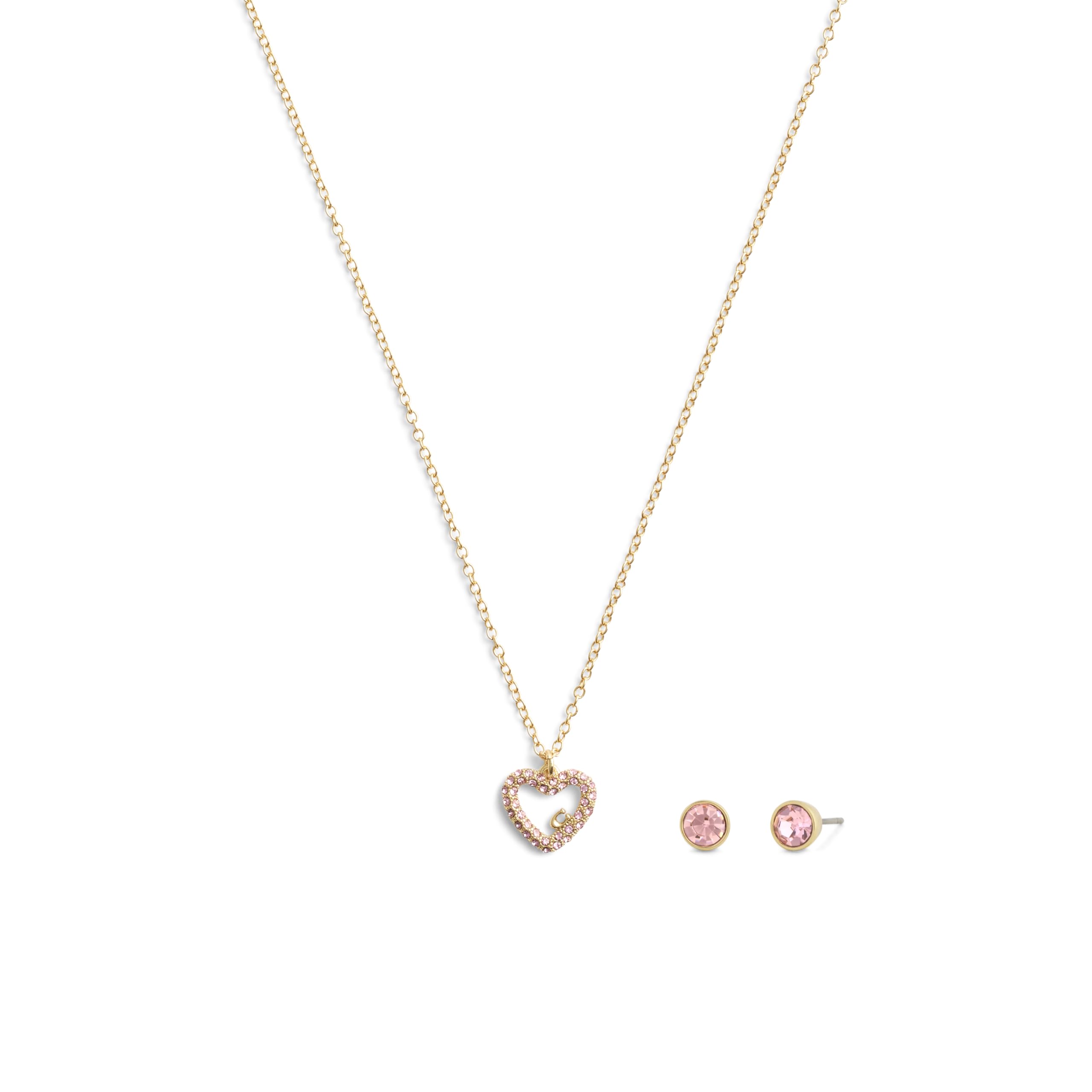 Amazon.com: COACH Conjunto de joyas de collar y aretes con forma de ...