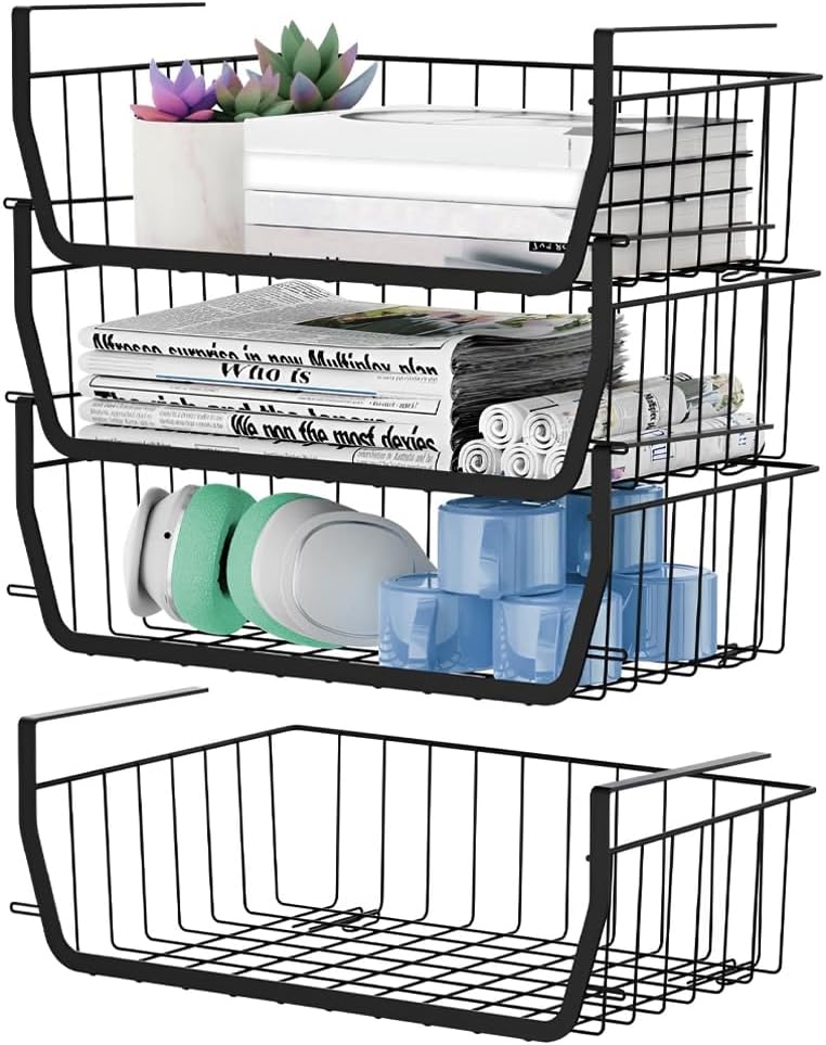 Amazon.com: Farmlyn Creek 2 Pack White Wire Baskets for Kitchen, 3 ...