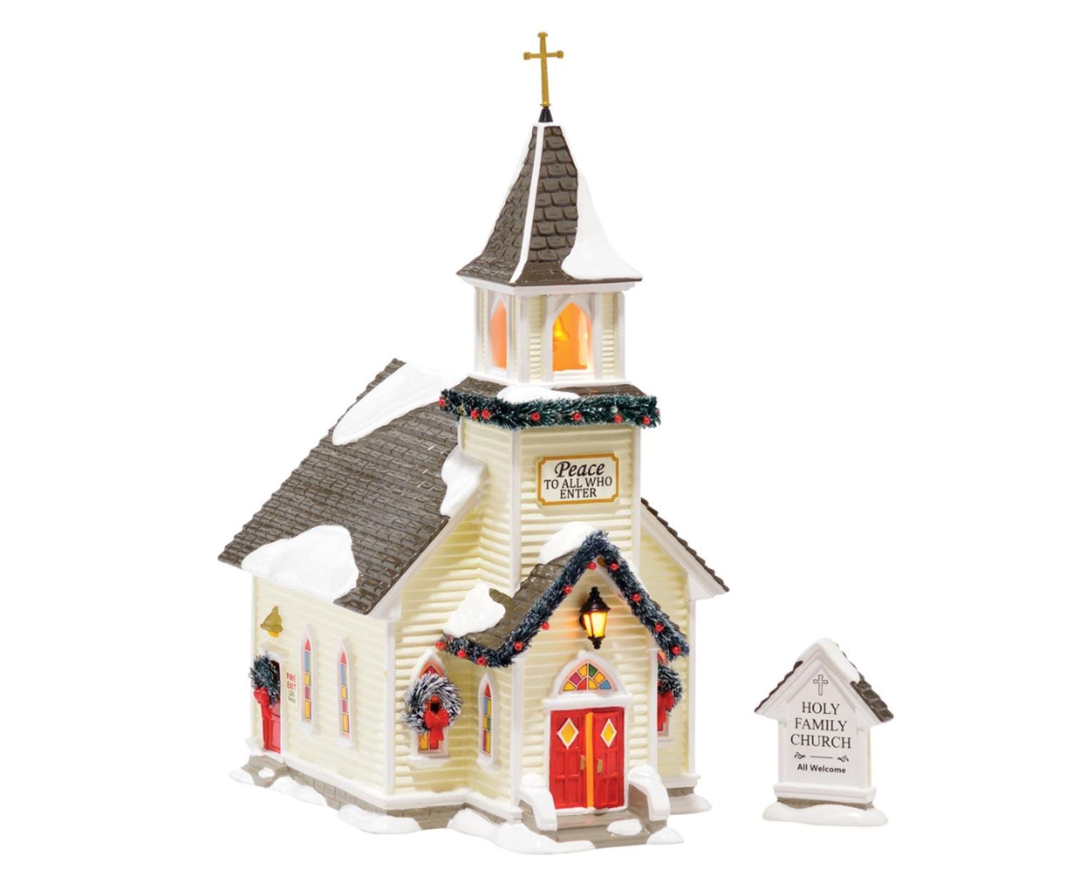 Amazon.com: Department 56 Snow Village Holy Family Church Ceramic ...