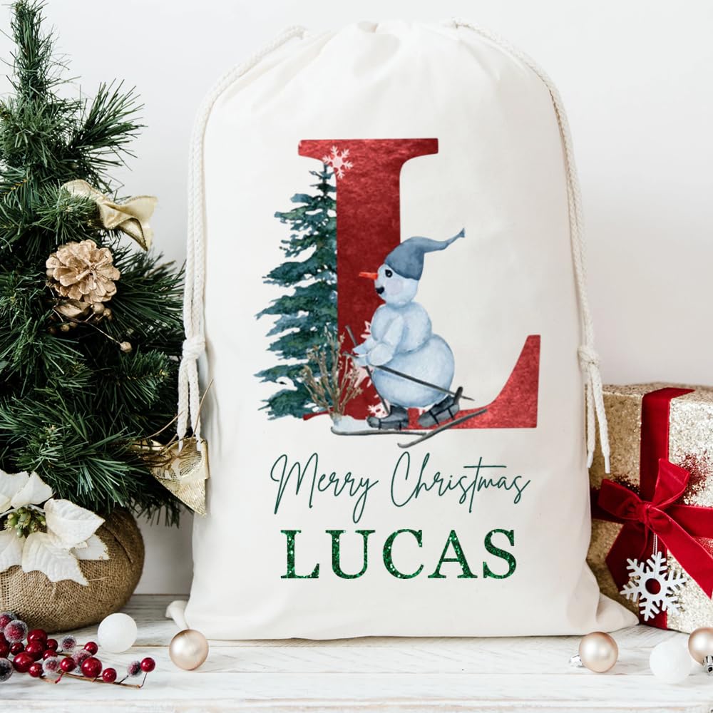 Amazon.com: Personalized Santa Sacks, Monogrammed Initial Santa Bags ...