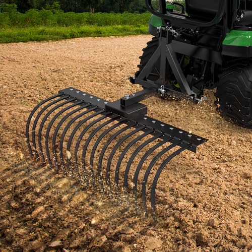 YINTATECH 48in Tractor Rake with 2" Receiver for ATV, Tow Behind Pine ...