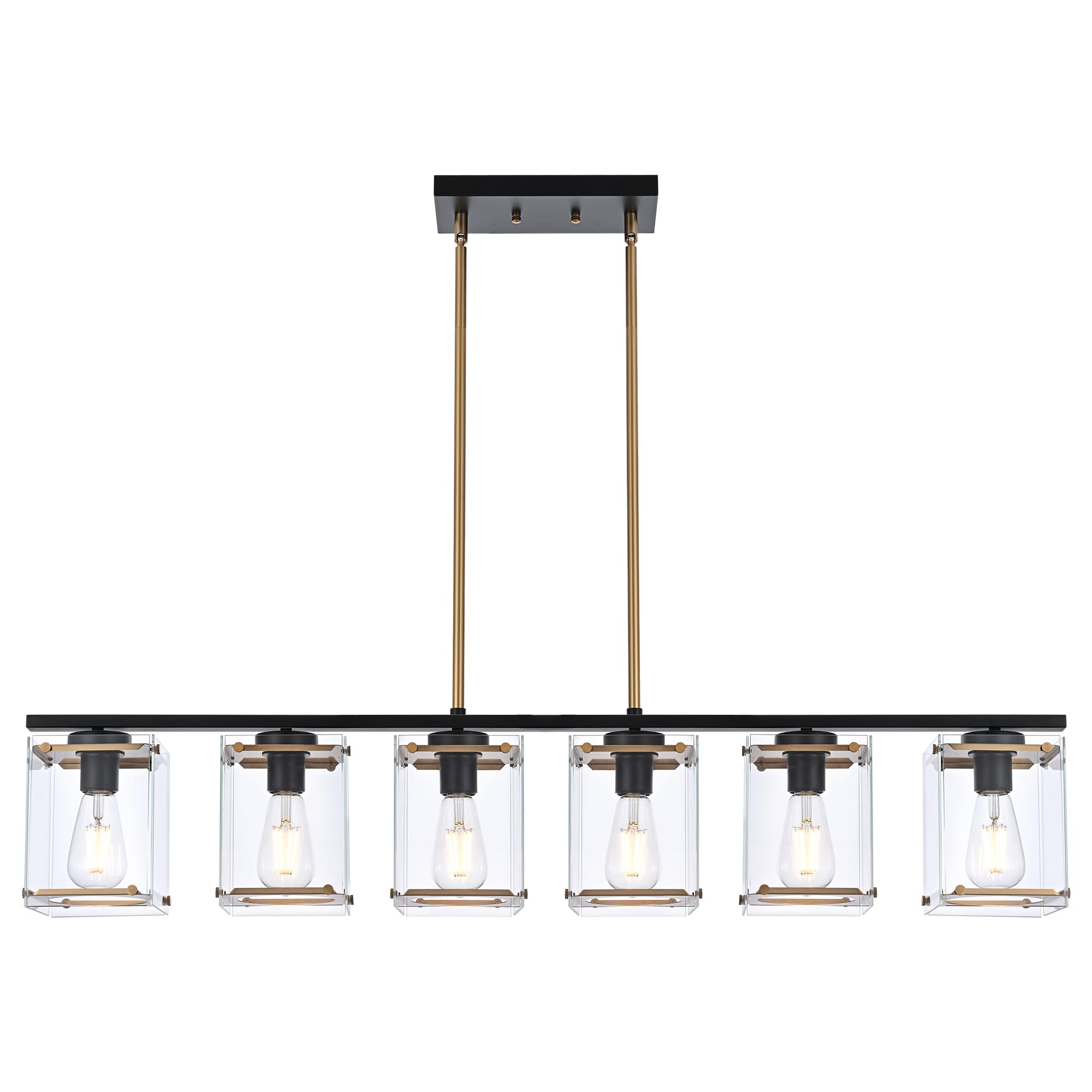 MELUCEE 6-Light Linear Chandeliers in Black Brass Finish Dining Room ...