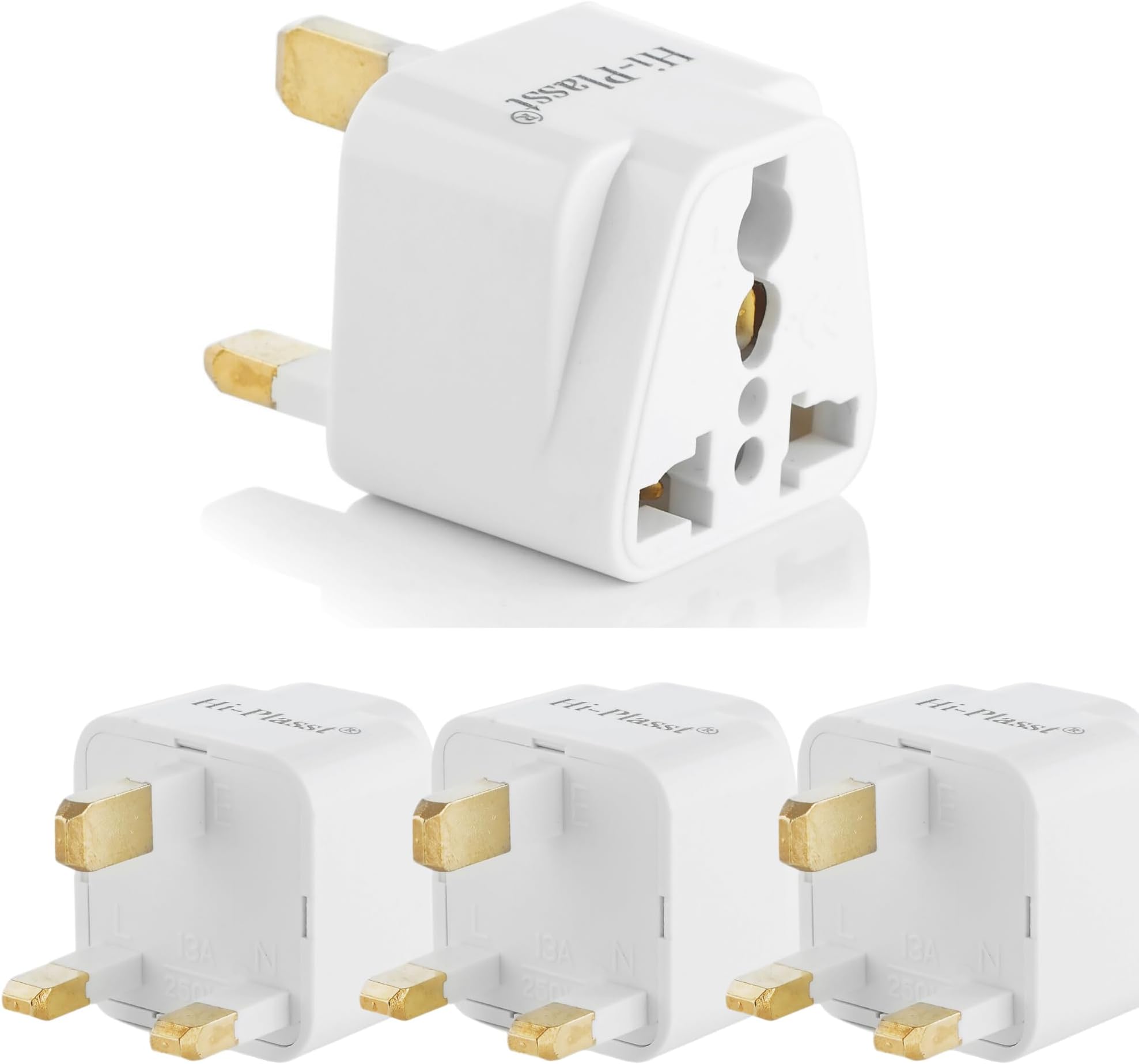 Hi-PLASST UK Plug Multi Plug Adapter - 13A Universal 3 Pin Multiplug ...