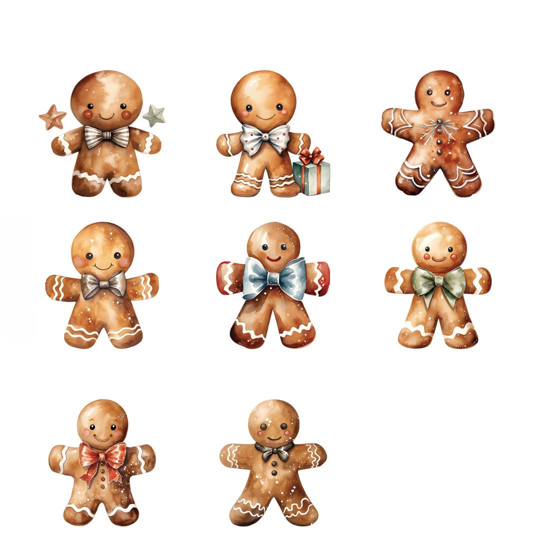 Amazon.com: 8pcs Christmas Gingerbread Cookies UV DTF Cup Stickers ...