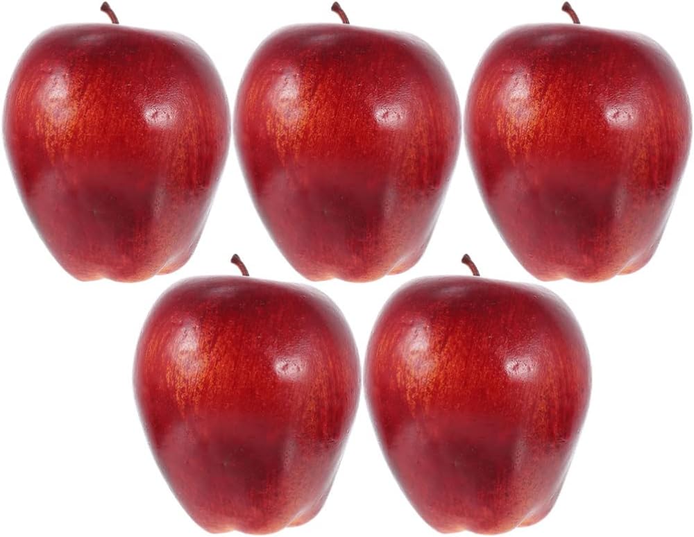Amazon.com: BESPORTBLE 5 Pcs Artificial Apples, Dark Red Fake Apples ...