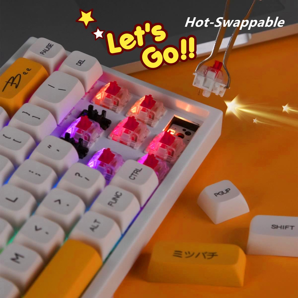 BOYI 68 RGB Hot Swappable Keyboard,XDA Profile PBT Sublimation Keycaps ...