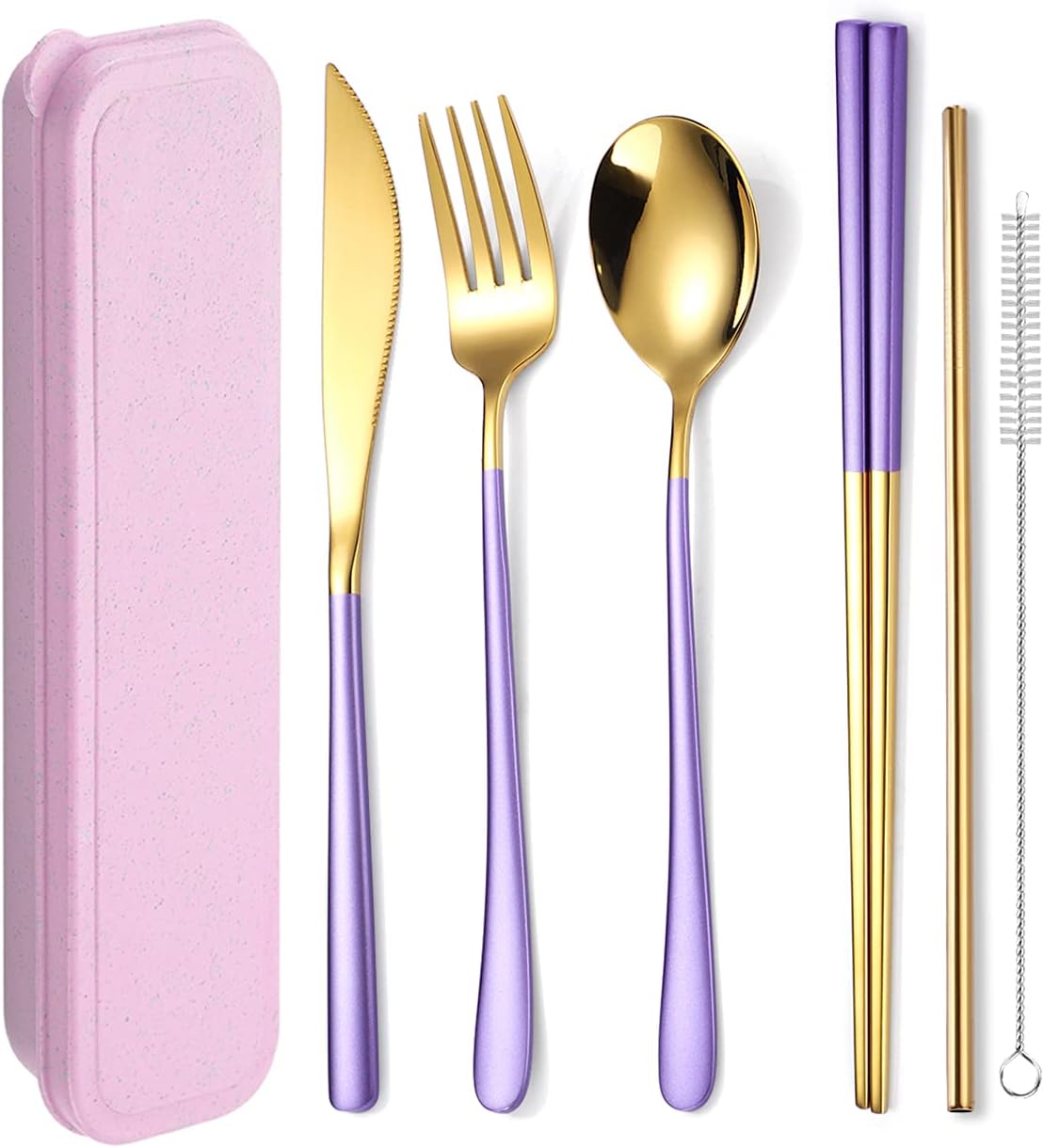 Amazon.com | Bisda 5-Piece Purple Silverware Flatware Set Service for 1 ...