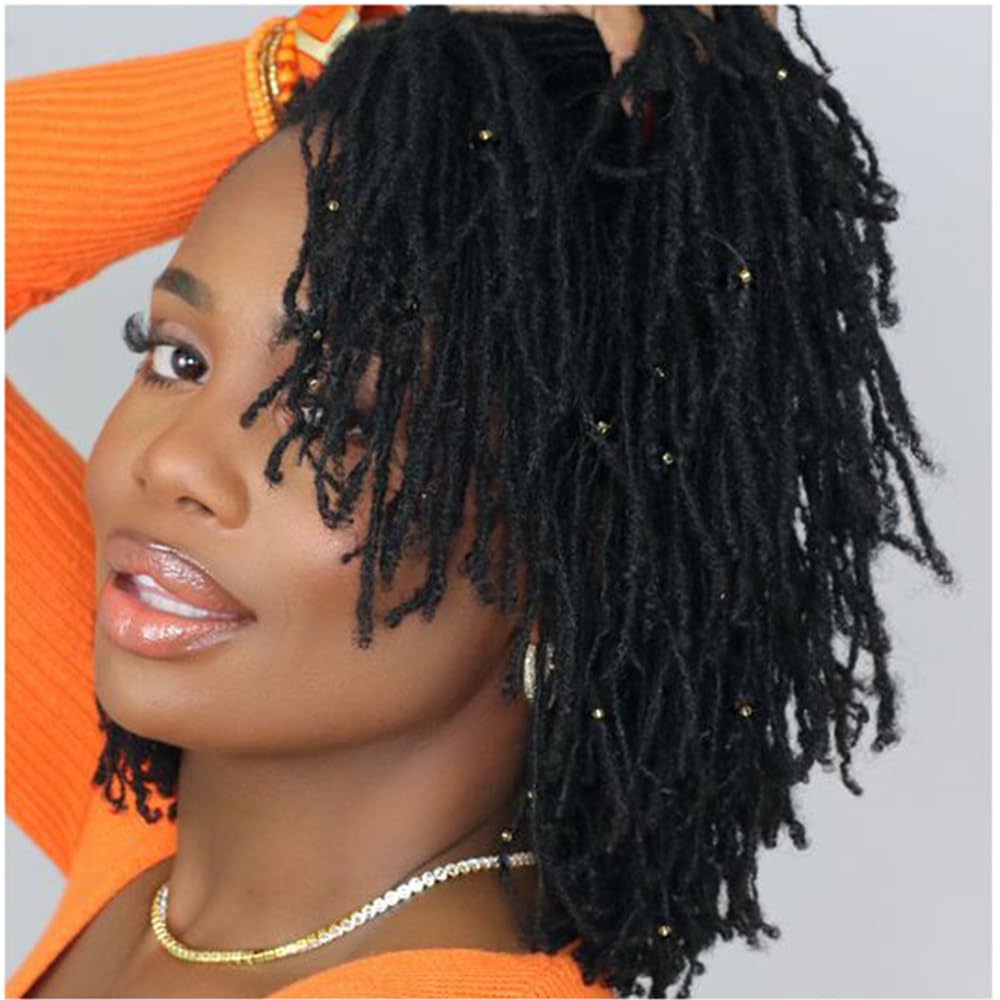 Amazon.com : Luckroce 0.2cm Loc Extension Human Hair 10 Strands 8inch ...