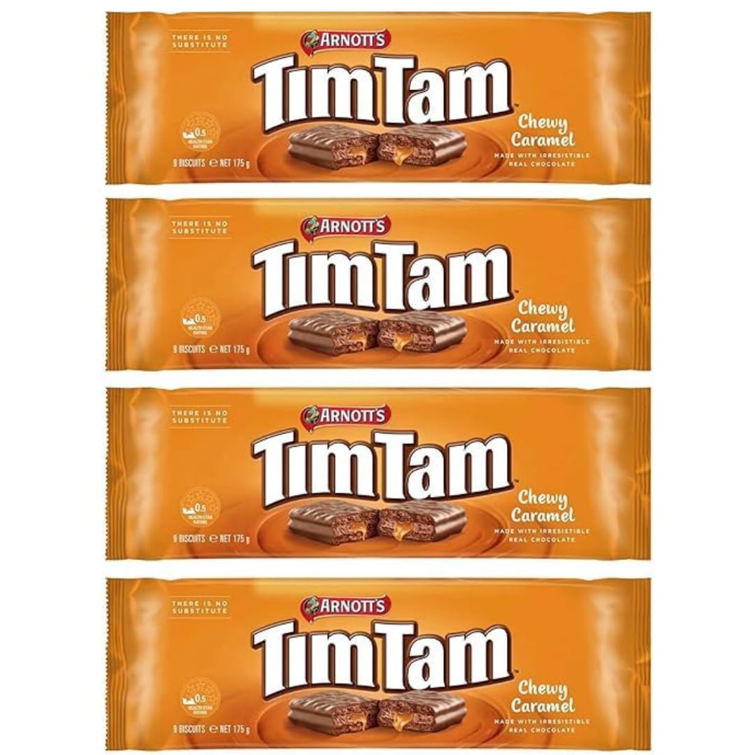 Arnotts Tim Tam Chewy Caramel 4 Pack Australian Chocolate Biscuits ...