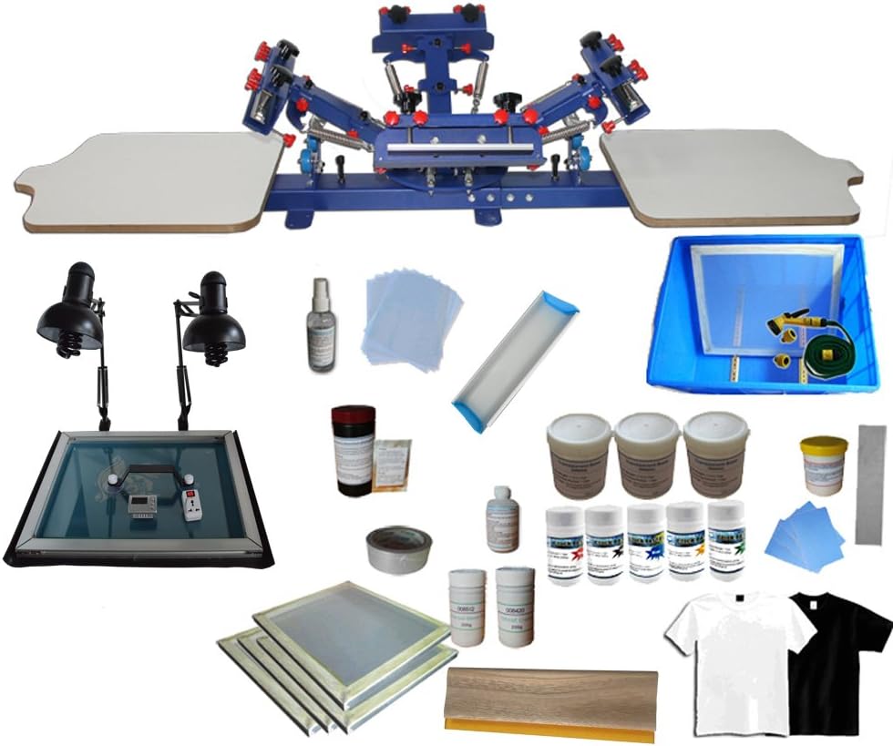 Silk Screen Printing Press kit 4 Color 2 Station Printer/ Exposure Unit ...