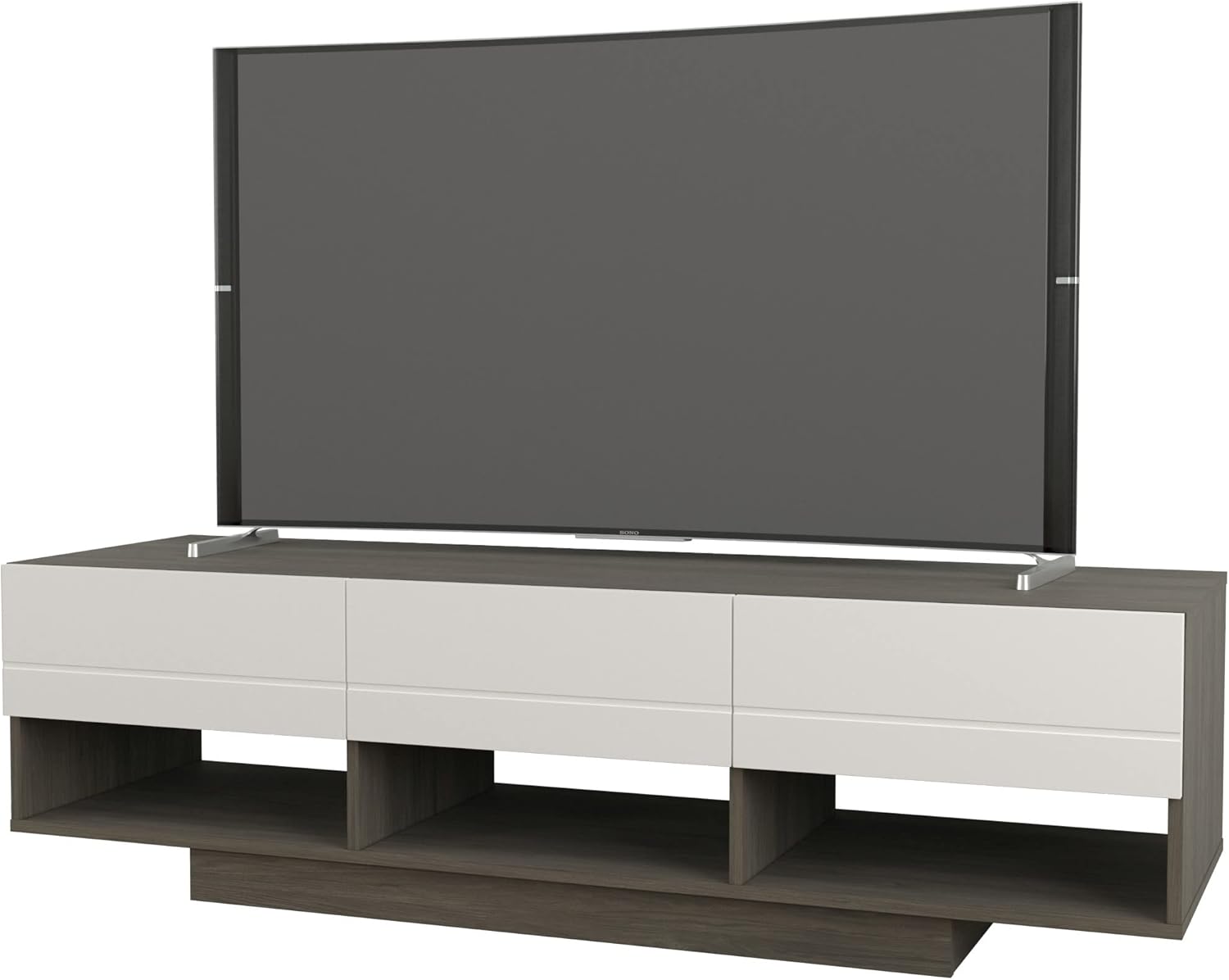 Amazon.com: Nexera Rustik, Bark Grey and White 60-inch TV Stand, Matte Lacquer Laminate Finish ...