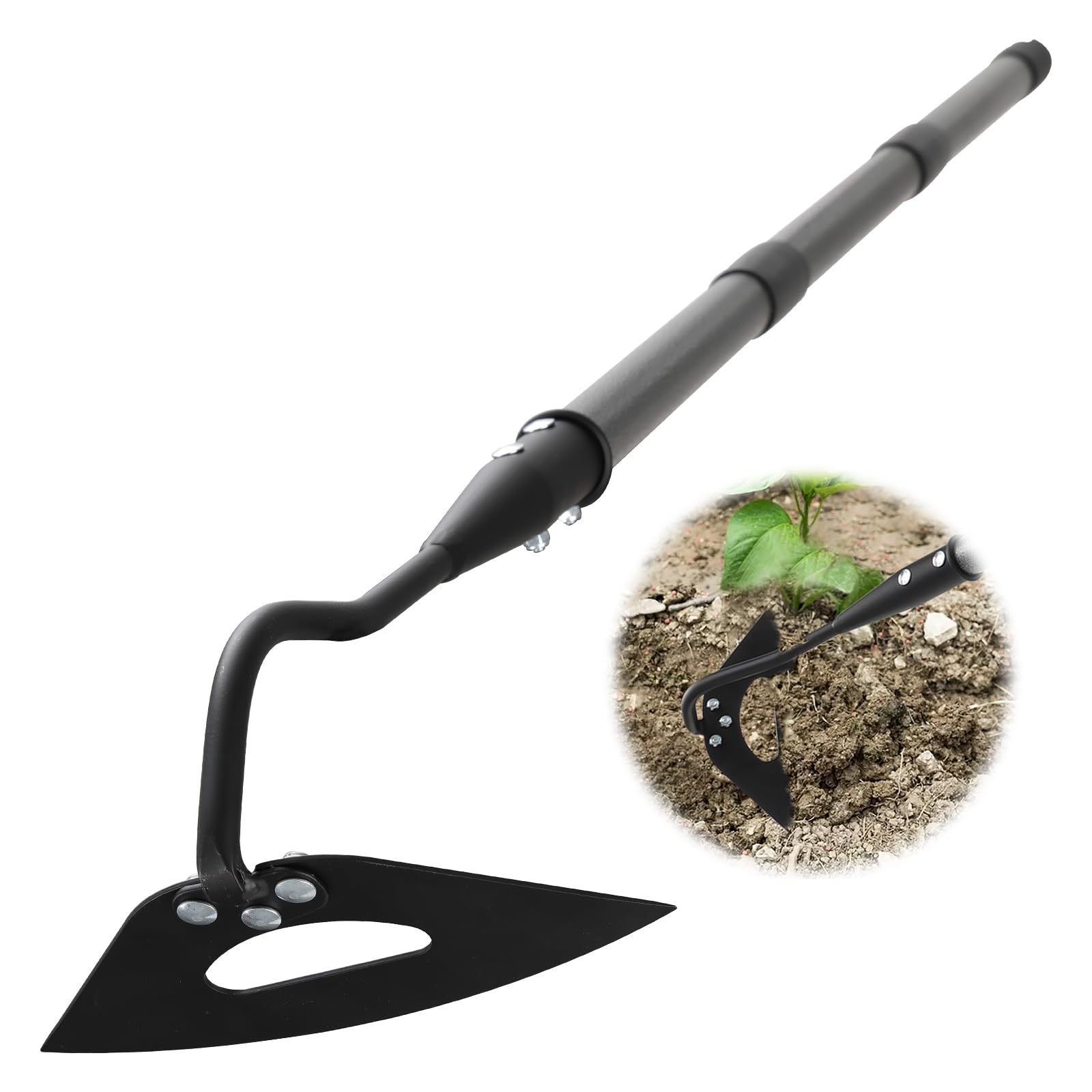 Hoe Garden Tools - Hardened Hollow Garden Hoe with Long Handle 55 Inch ...