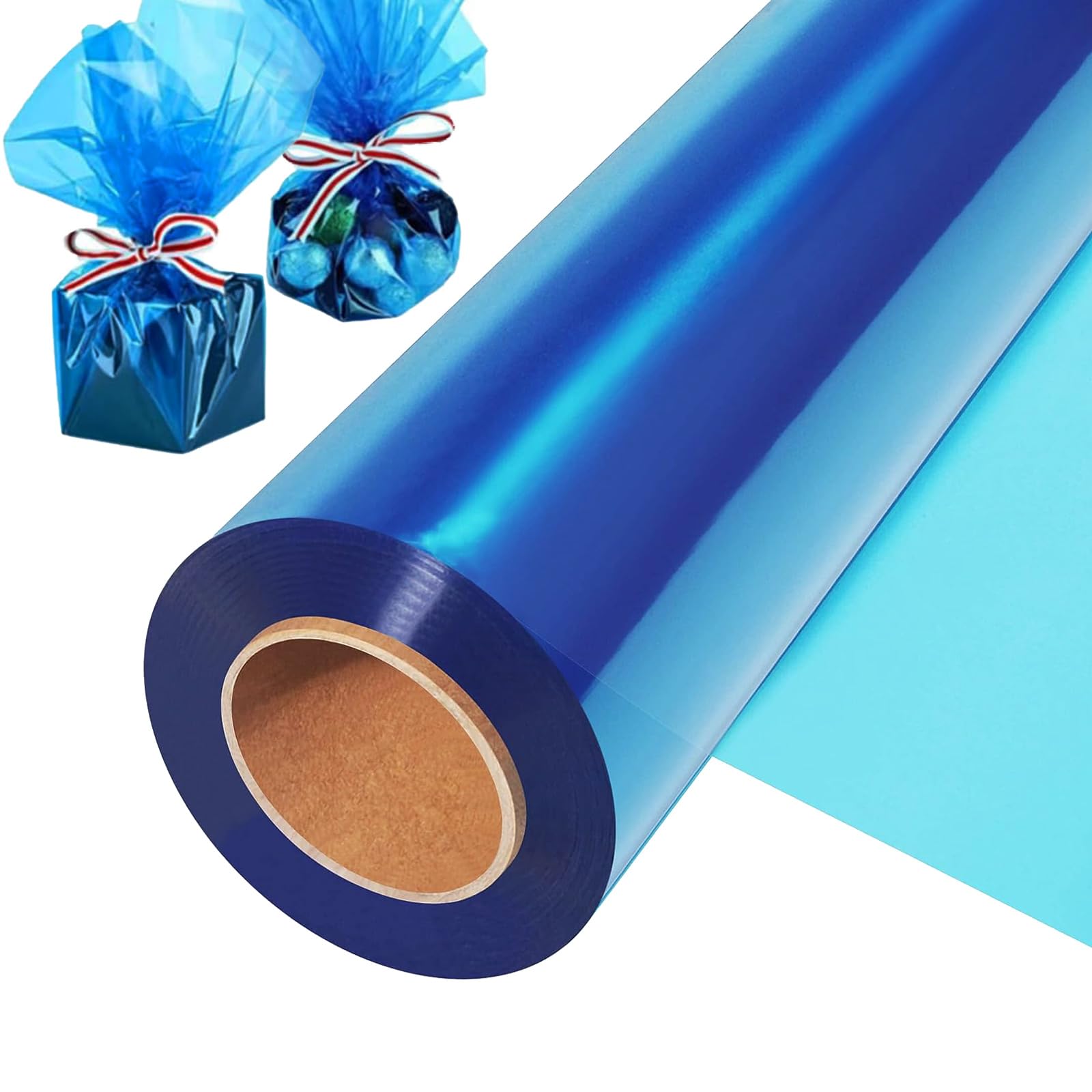 Amazon.com: CYEAH 100 ft x 34 in Extra Wide Cellophane Wrap Roll Blue ...