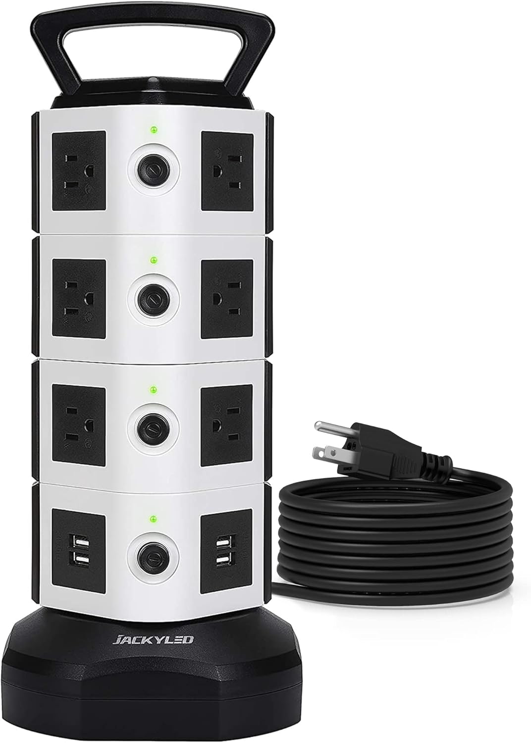 JACKYLED Power Strip Tower 14 Outlet Plugs with 4 USB Slot 6.5ft Cord ...
