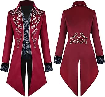 Amazon.com: Women Red Vintage Jacket Steampunk Coat Medieval King Adult ...