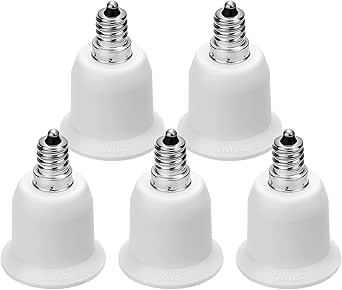 JACKYLED 5-Pack E12 to E26 Adapter, Chandelier Light Socket, Candelabra ...