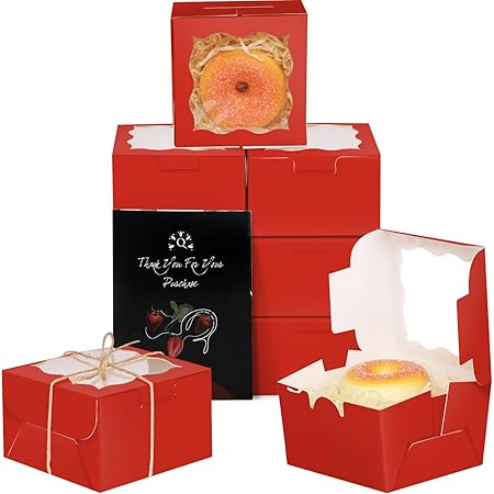 Amazon.com: Bekoetoz 100Pcs Paper Cookie Boxes With Window Small Bakery ...