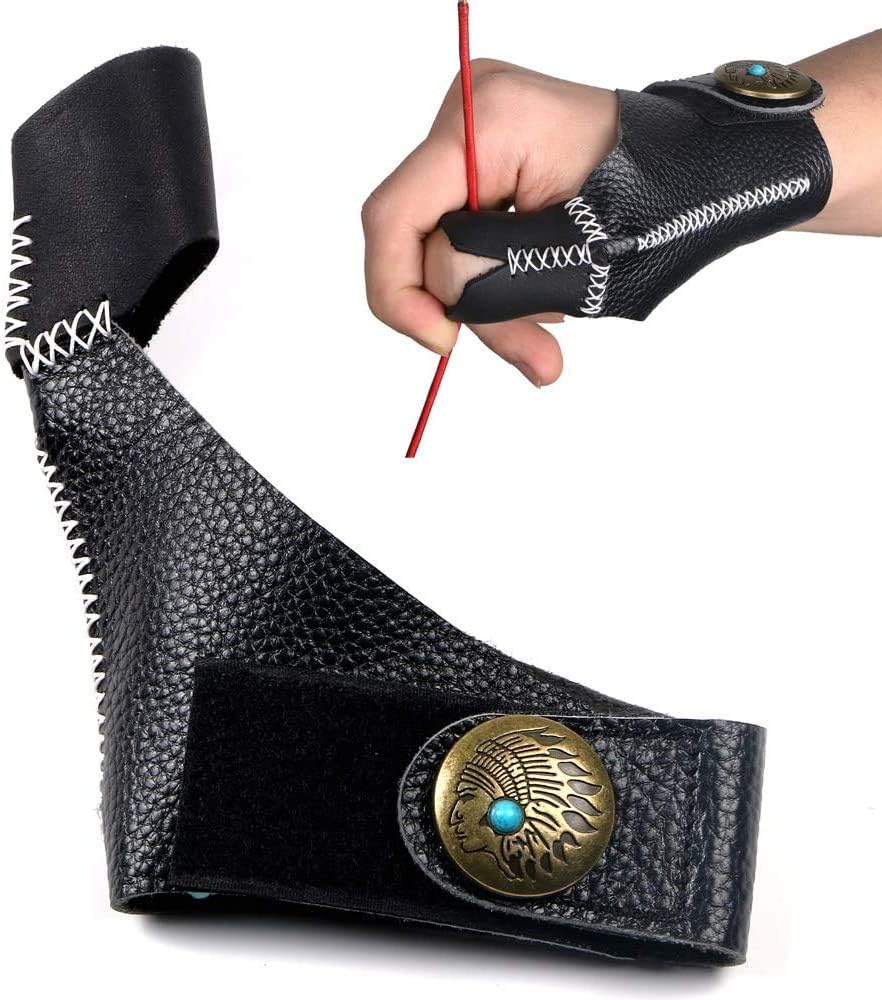 Amazon.com : TOPARCHERY Genuine Cowhide Finger Tabs Thumb Ring ...
