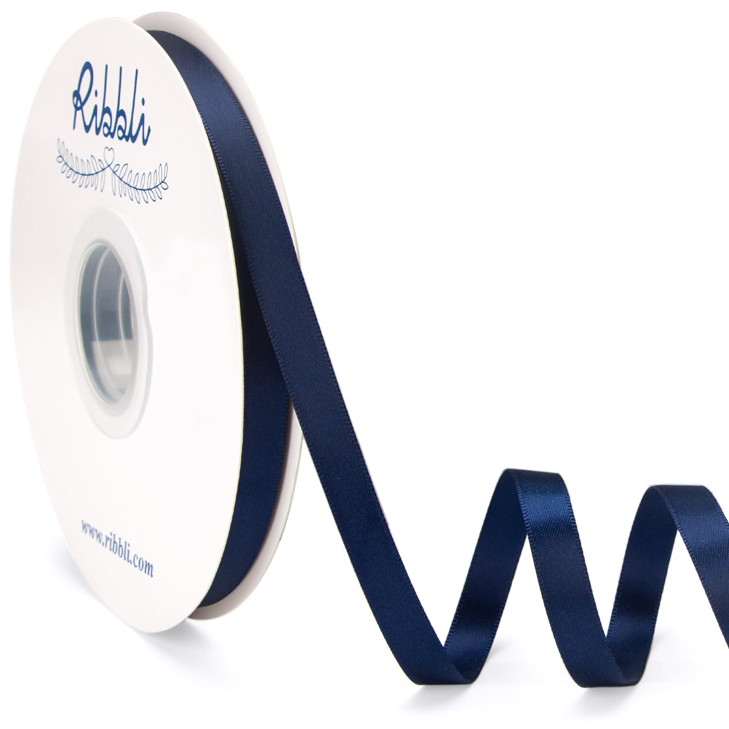 Amazon.com: Ribbli Navy Blue Satin Ribbon Double Faced Satin 3/8 Inch x ...