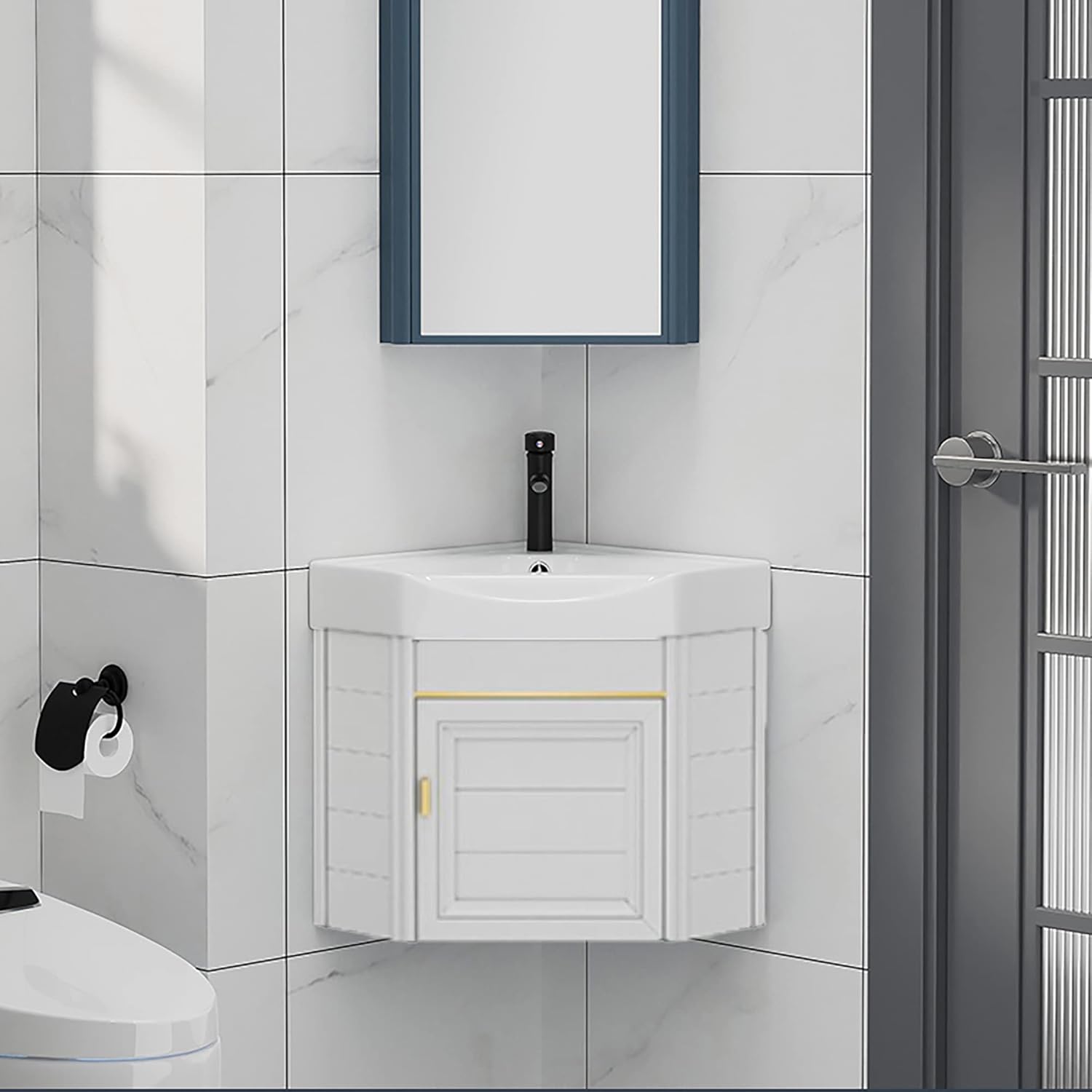 Amazon.com: Wall Mount Bathroom Vanities,Small Corner Bathroom Vanity ...