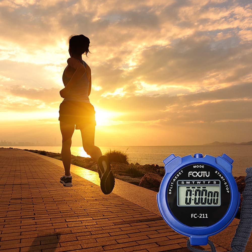 Buy Fcxjtu Digital Stopwatch Single Lap Split Memory Stopwatch 12 24 Hour Clock Alarm Timer