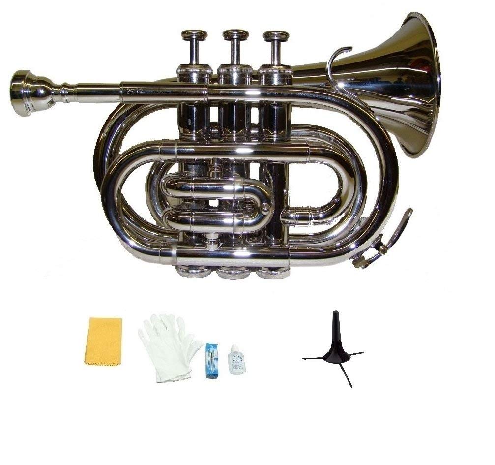 Merano B Flat Silver Nickel Pocket Trumpet with Case+Mouth Piece;Valve ...