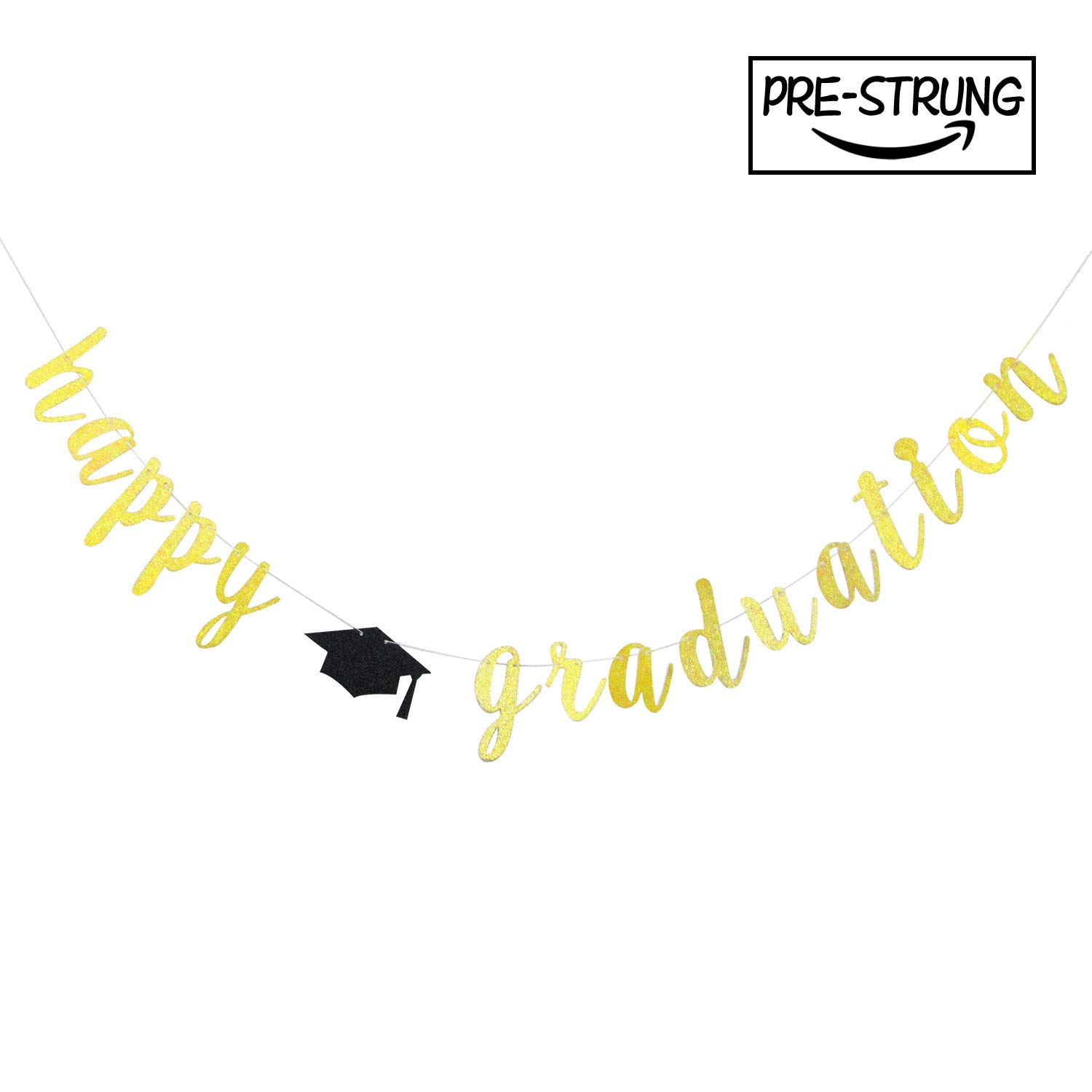 Buy Gold Glitter Happy Graduation Banner - High School/College Graduate ...
