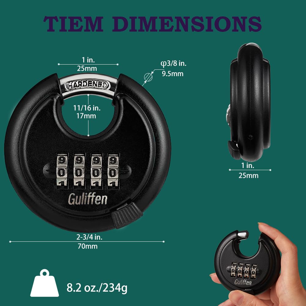 Snapklik.com : Outdoor Combination Lock, Heavy Duty Weatherproof Discus ...