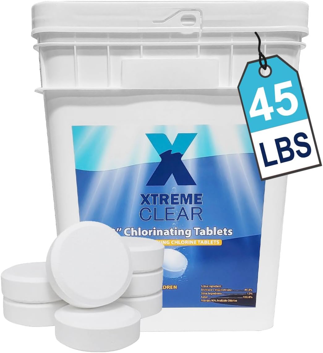 Amazon.com : XtremeClear 45lbs Chlorine Tablets, 3" Swimming Pool & Spa ...