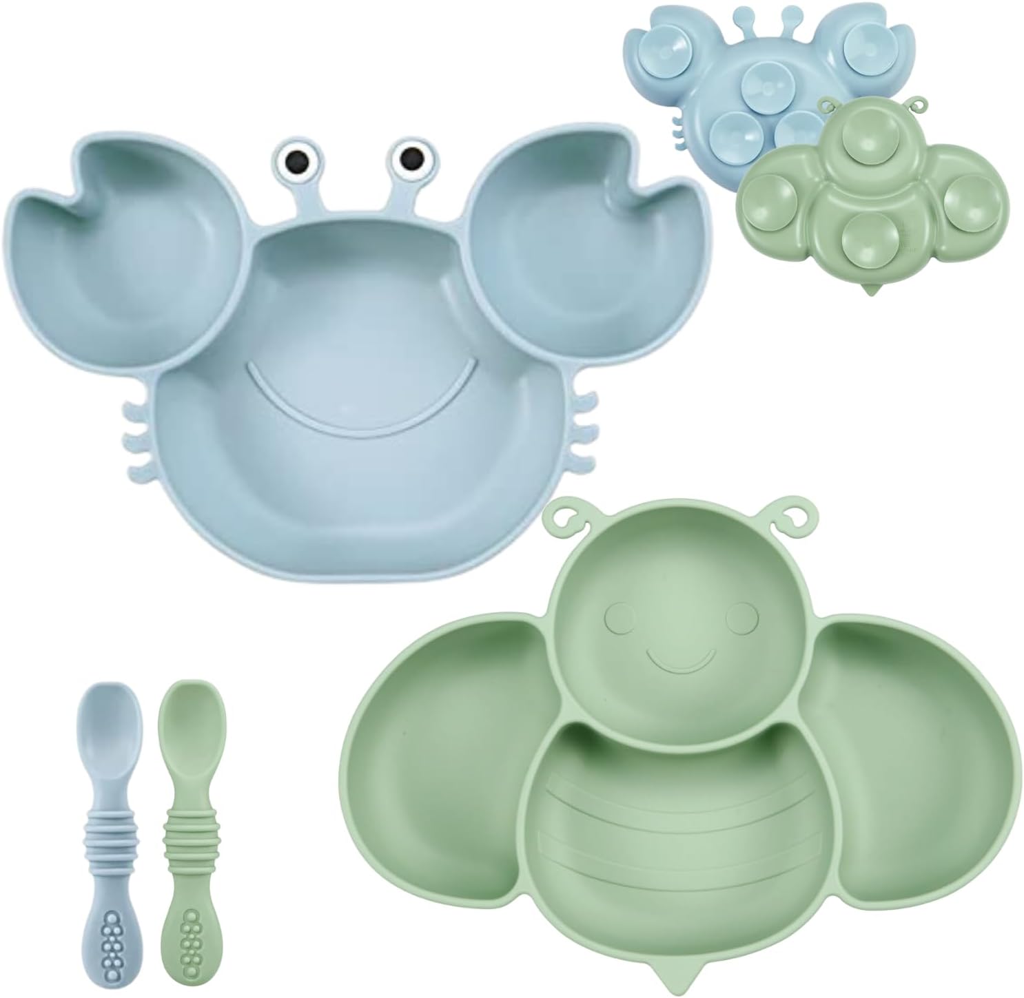 Amazon.com: PandaEar 3 Pack Baby Bowls & Toddler Utensils (Blue/Brown ...