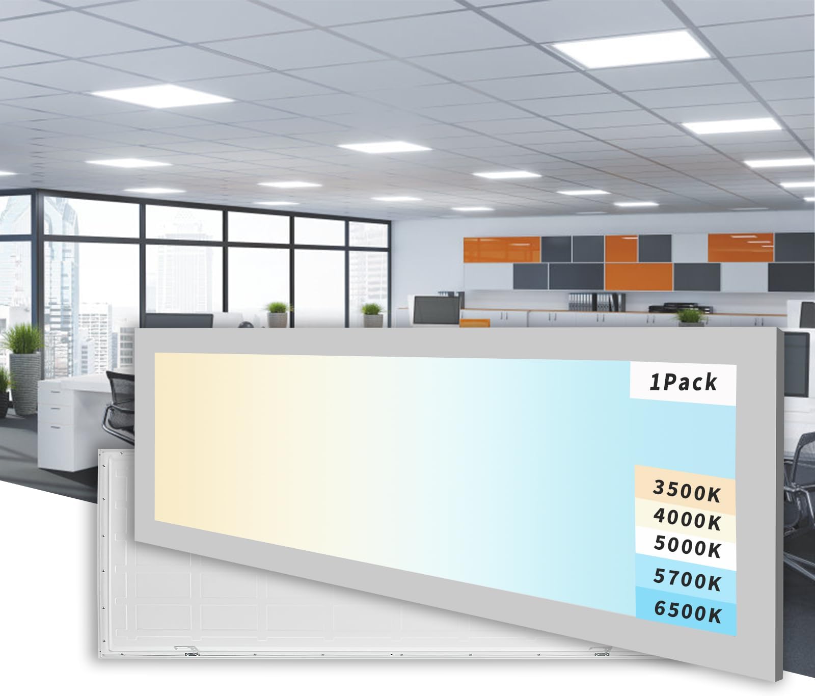 2x4FT LED Light Flat Panel, 72W, 5000K, Dimmable Recessed Drop Ceiling ...