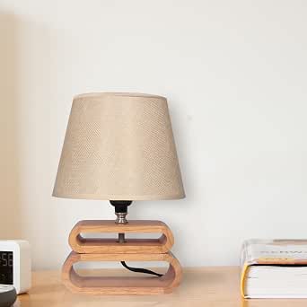 Small Creative Wood Table Lamp, Square&Round Cute Boho Nightstand Lamp ...