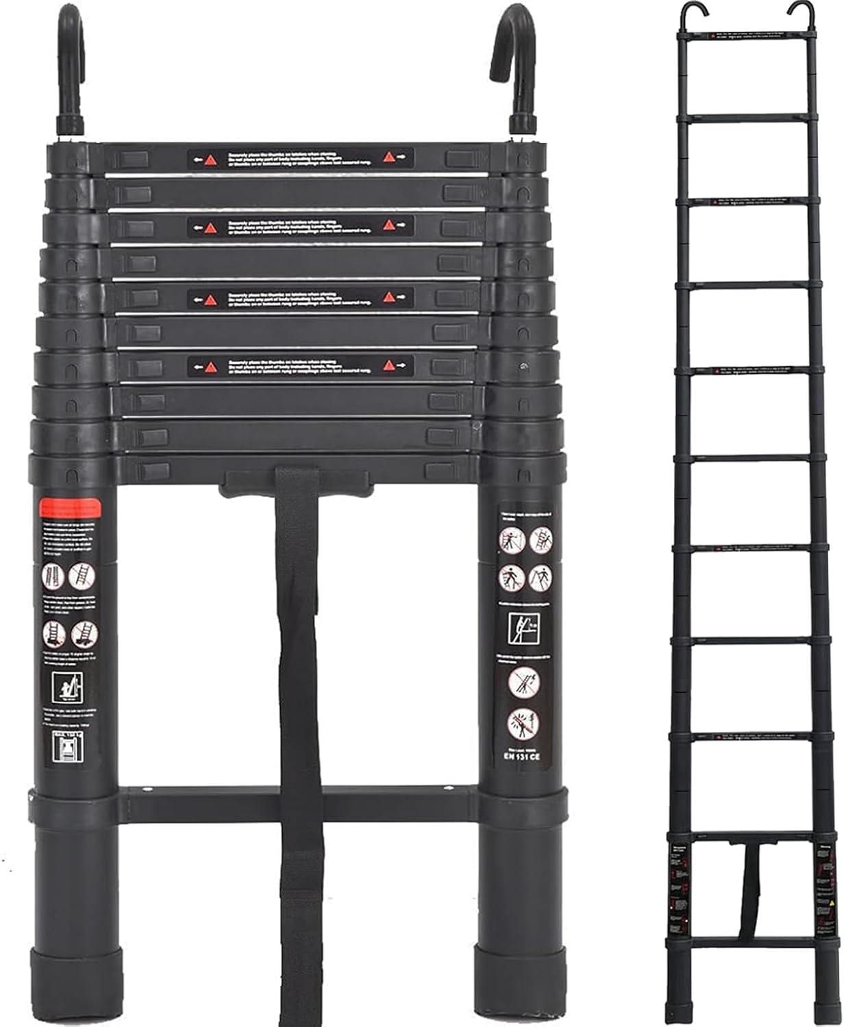 Exleiter Aluminum Telescoping Ladder, 3.2M/10.5FT Portable Extension ...