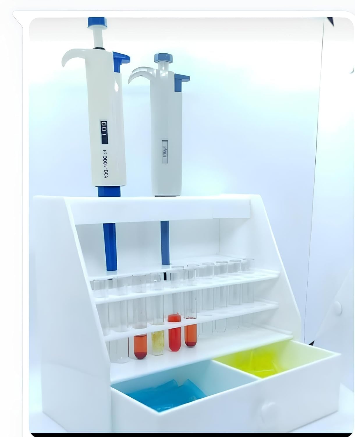 SBT Micropipette stand for 6 pipette with Drawer and Test Tube Rack for ...