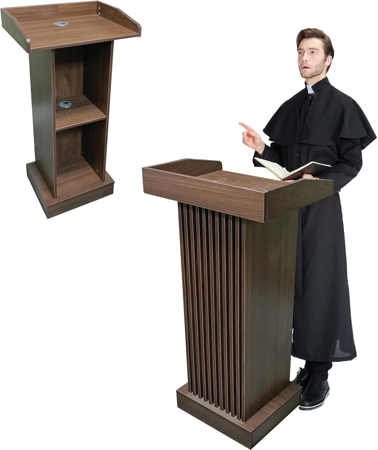 Amazon.com: Fakednss Wood Podium Lectern Stand - Church Pulpit Podium ...