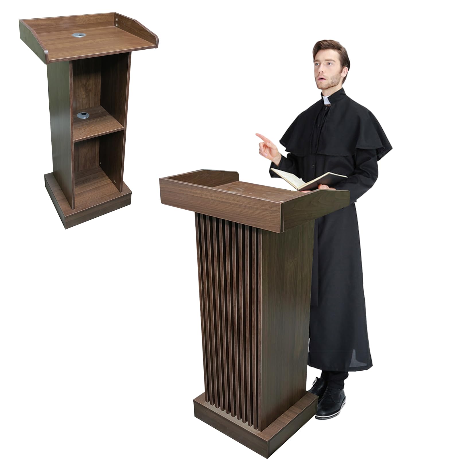 Amazon.com: Fakednss Wood Podium Lectern Stand - Church Pulpit Podium ...