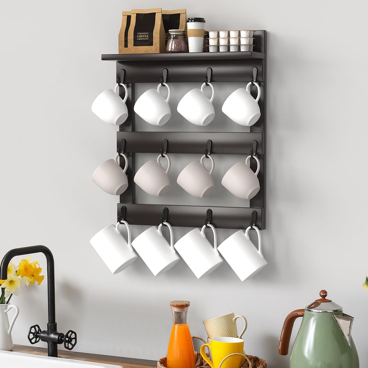 Amazon.com - simesove Coffee Cup Holder, 3-Tier Wall Mounted Rack with ...