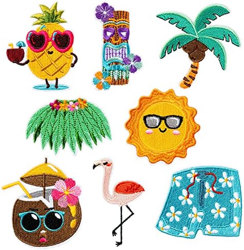 Amazon.com: Hawaiian Iron on Embroidered Patches Applique Summer ...