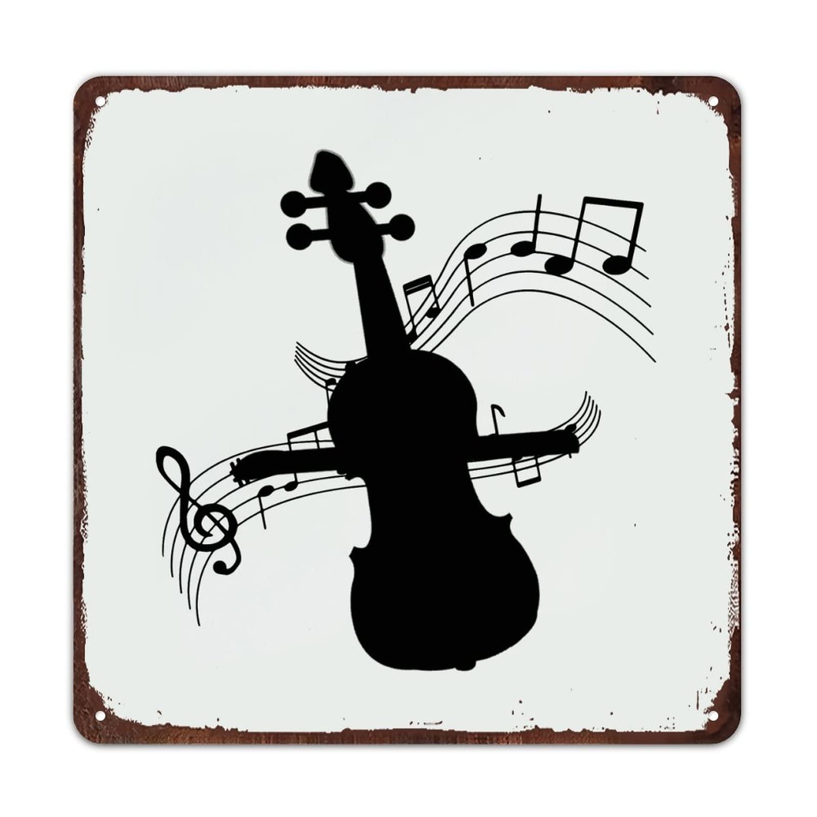 Amazon.com: Mousus Violin Music Notes Retro Metal Sign, Violin Wall ...