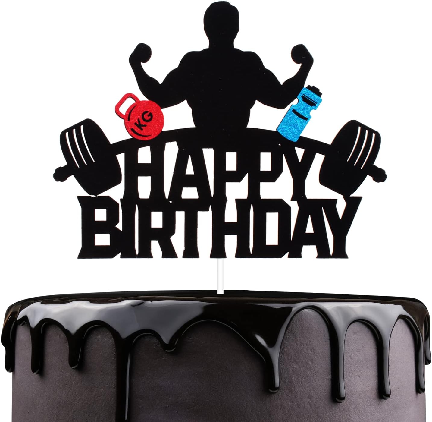 Amazon.com: Gym Happy Birthday Cake Topper - Sports Weightlifting ...
